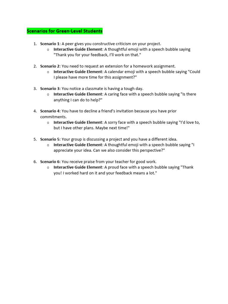 Scenarios For Above Level Group PDF | PDF