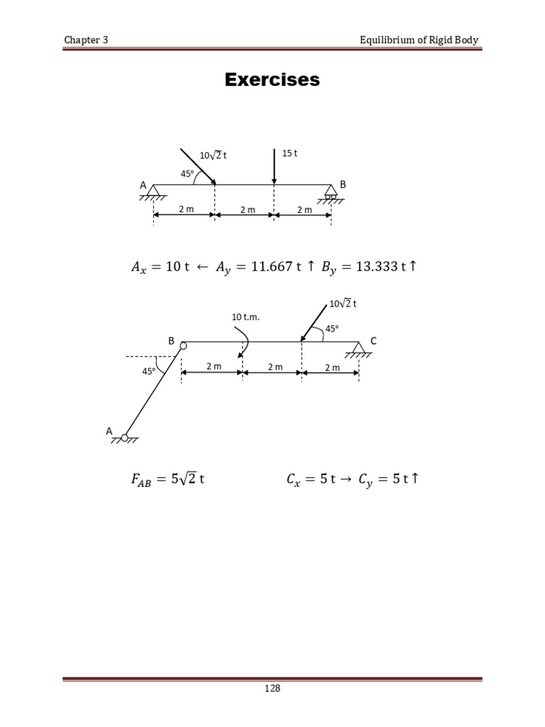 Equilibrium of Rigid Body Exercises | PDF