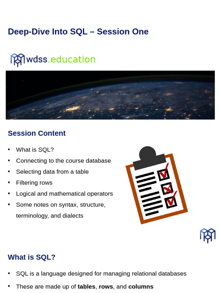 Session One Presentation | PDF | Databases | Sql