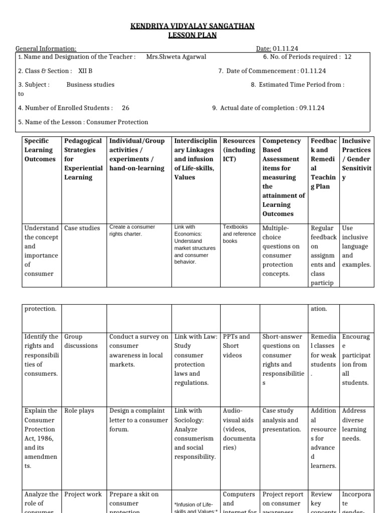 BST Competency Based Lesson Plan | PDF | Learning | Lesson Plan