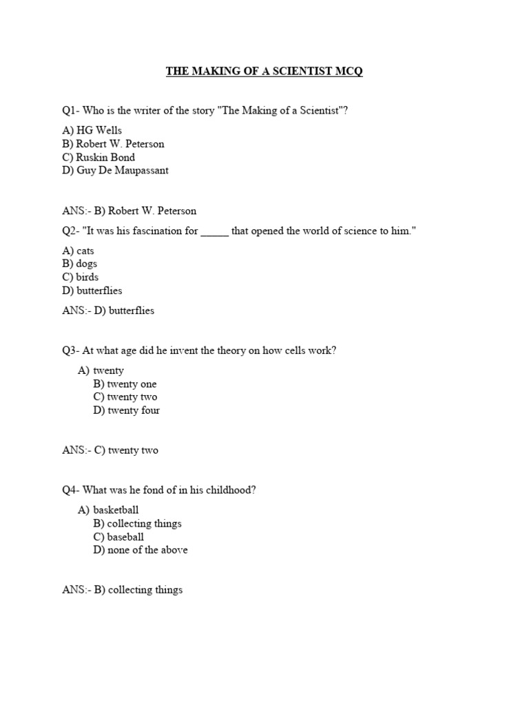 Class 10 MCQs: The Making of a Scientist | PDF
