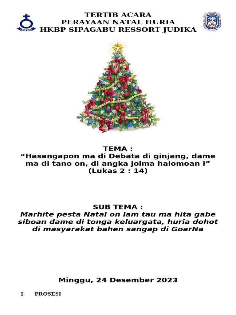 Tertib Acara Perayaan Natal Sipagabu Huria | PDF