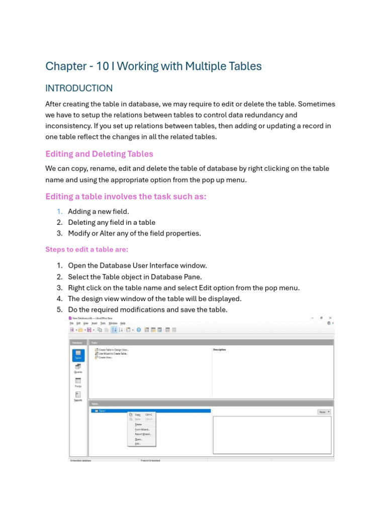 Chapter 10 Working With Tables | PDF | Database Transaction | Data Management Software