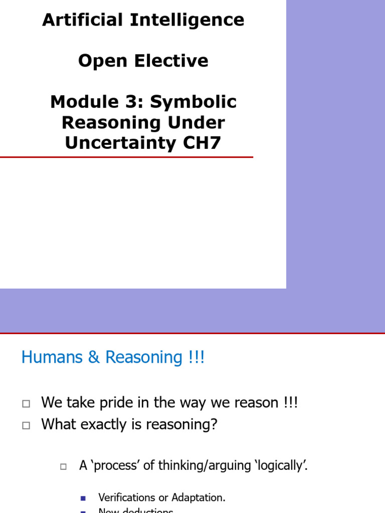 AI Module3 Uncertainity Reasoning | PDF | Logic | Inference
