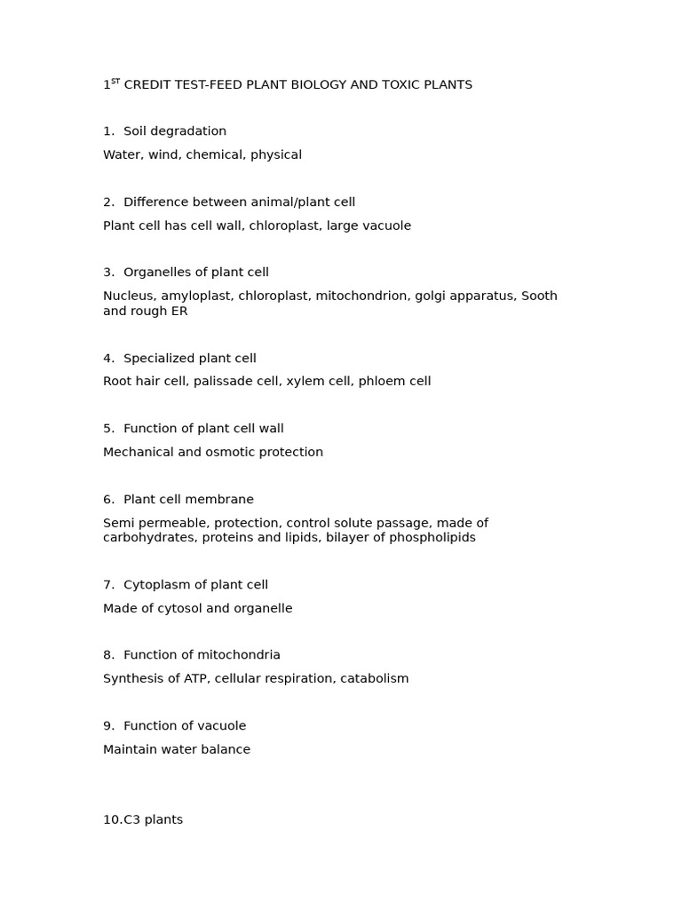 Feed Plant Bio Credit | PDF | Cell (Biology) | Plants