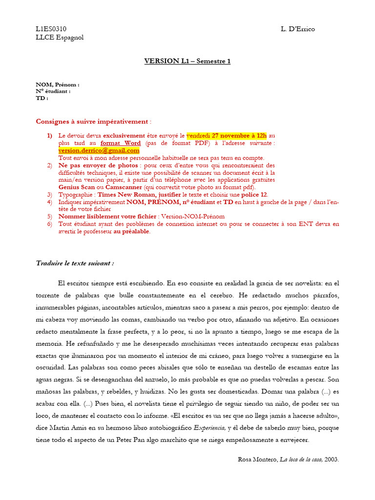 Instrucciones de Traducción L1 | PDF
