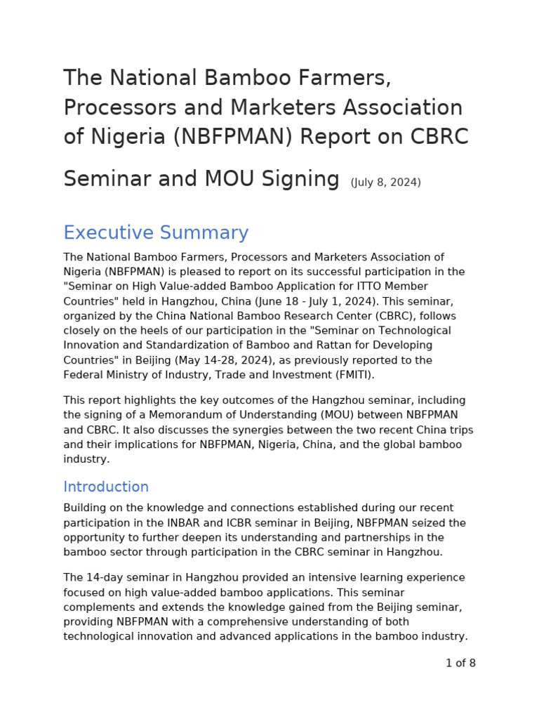 NBFPMAN Report On CBRC Seminar and MOU Signing | PDF | Sustainability ...
