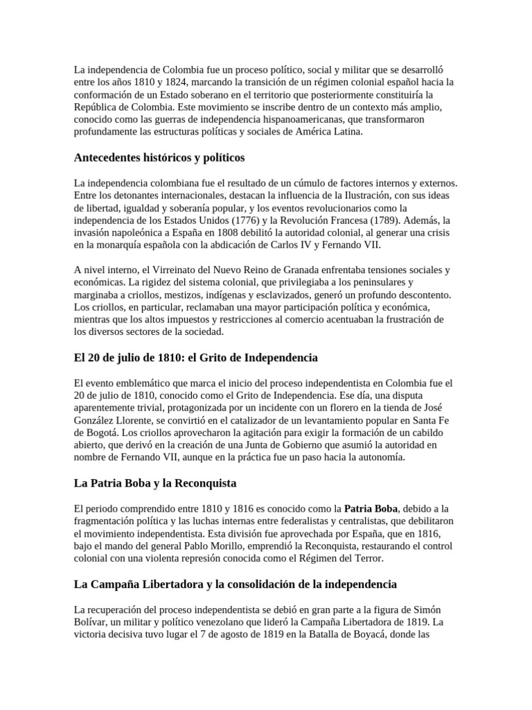 Independencia de Colombia | PDF | Colombia