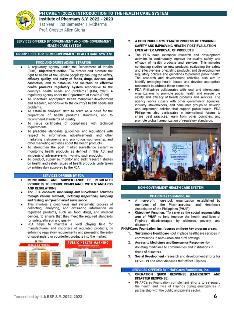 PH CARE 1 TRANSES - Up Until MODULE 2 6 15 | PDF | Food And Drug Administration | Mental Health