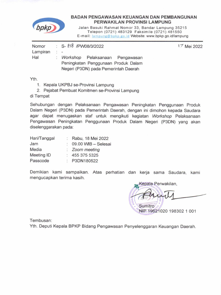 Undangan Workshop P3DN Bagi PPK Dan UKPBJ | PDF