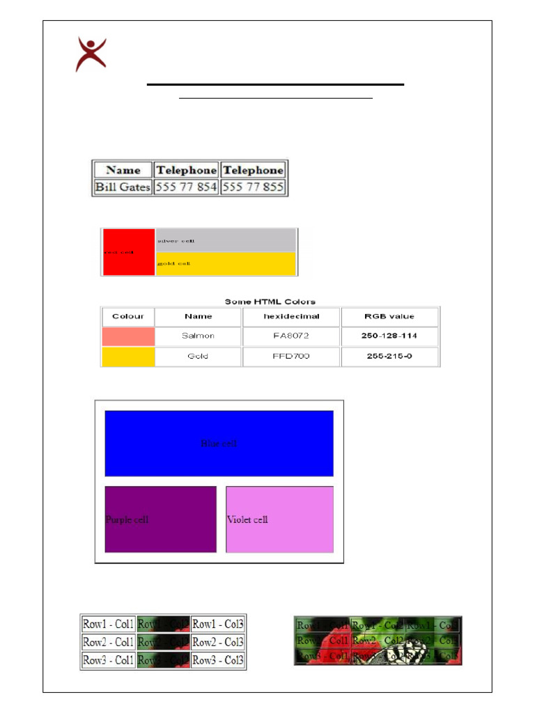 Lab 2 - HTML Tables | PDF