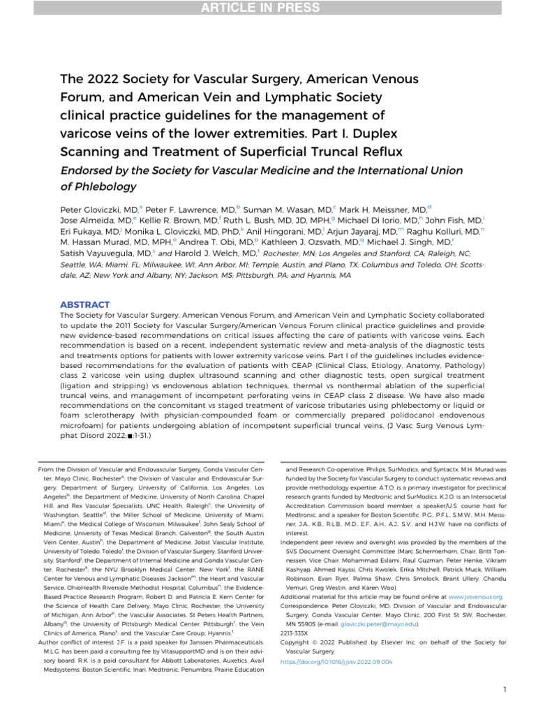 2022 Duplex Scanning and Treatment of Superficial Truncal Reflux | PDF ...