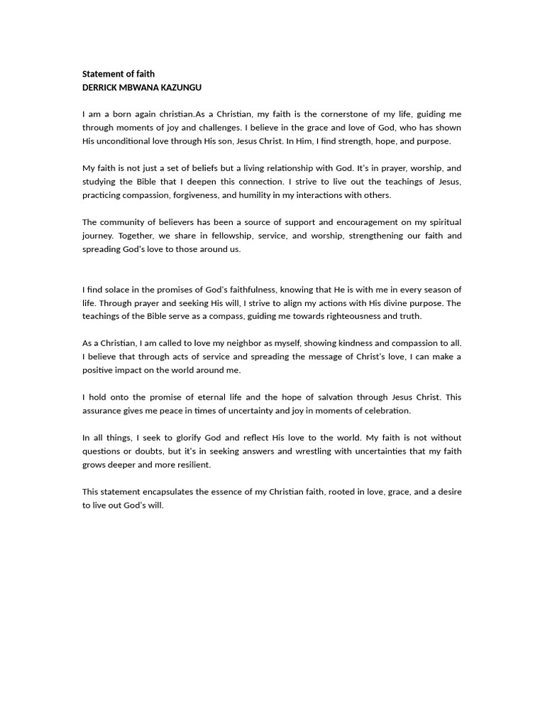 Statement of Faith Update | PDF