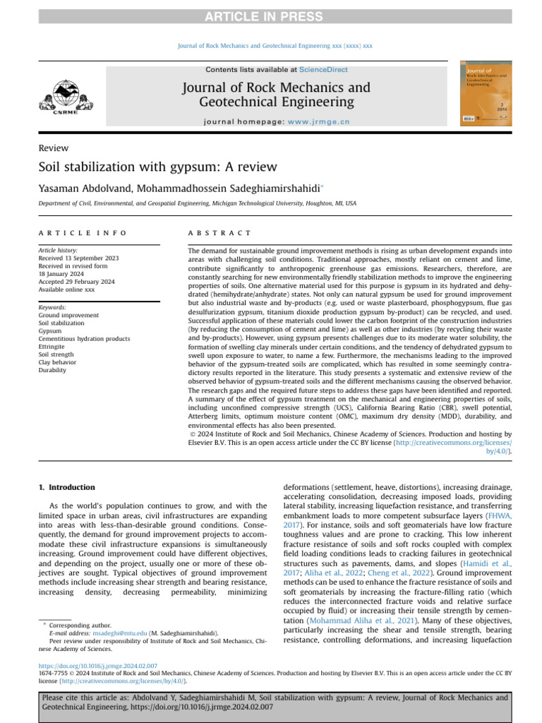 Soil STABILIZATION With Gypsum (3) | PDF | Cement | Soil