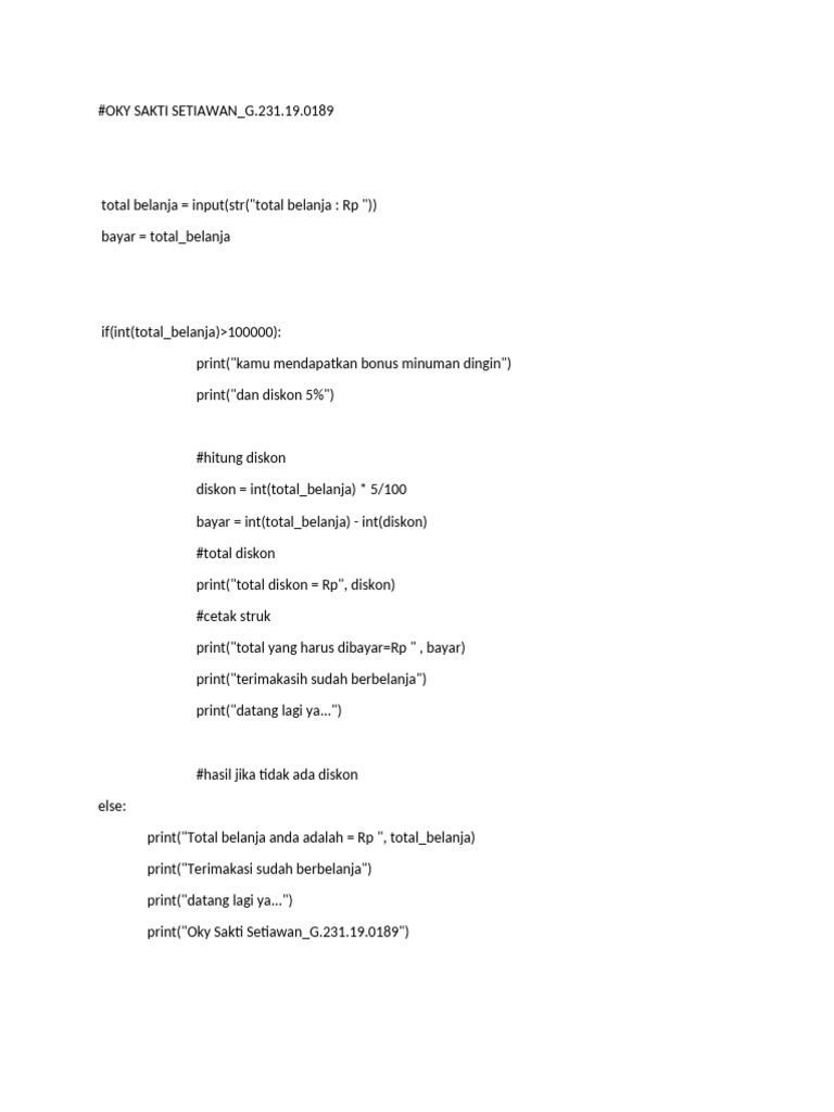 Program Diskon Belanja Sederhana | PDF