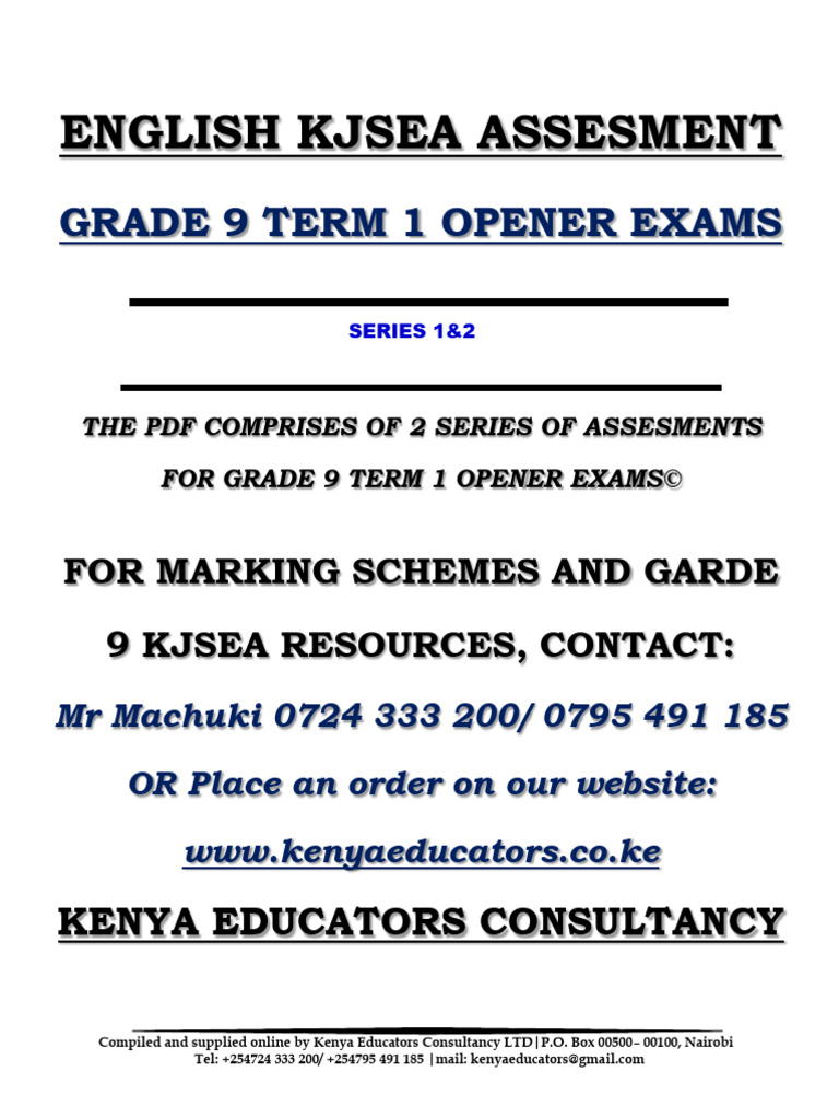 Eng Grade 9 Term 1 Opener Exams s1&2 | PDF