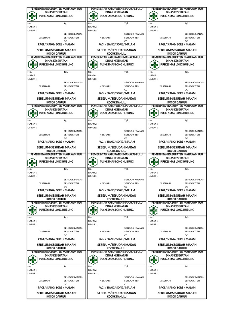 Format Etiket Resep, DLL | PDF