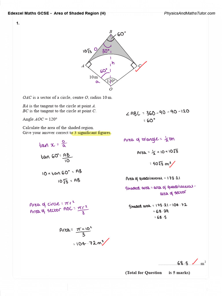Edexcel GCSE Maths: Shaded Area Guide | PDF | Student Assessment And ...