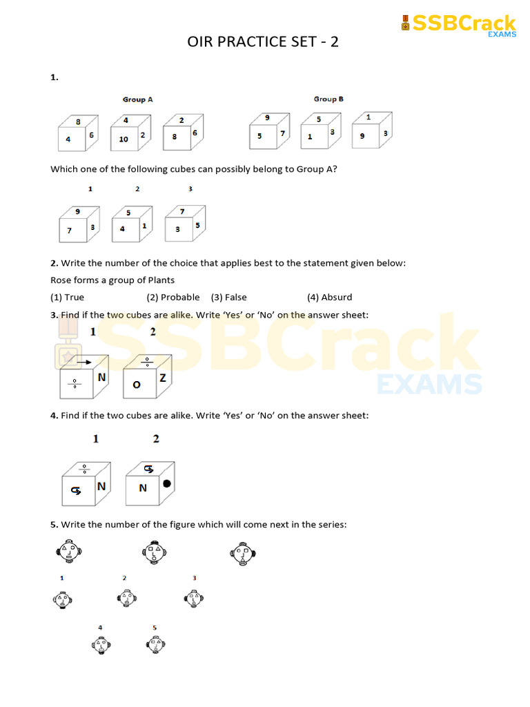 SSBCrackExams OIR Practice Set 2 - Dec 22 Batch | PDF | Astrology