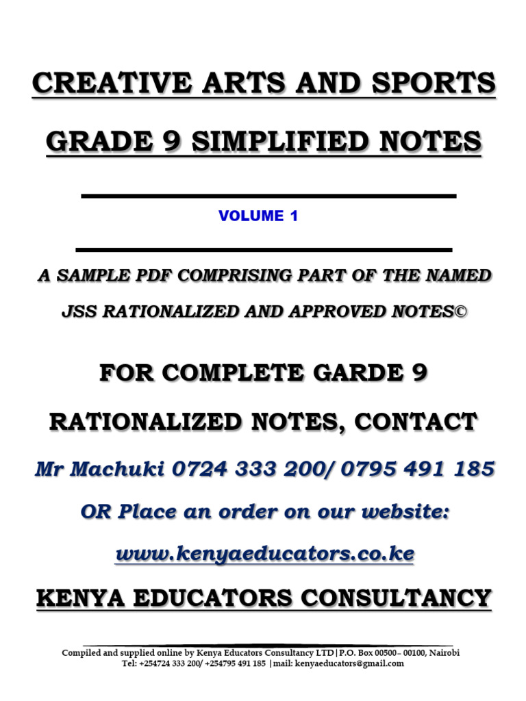 Cas Grade 9 t1 Simplified Notes | PDF | Sports | The Arts