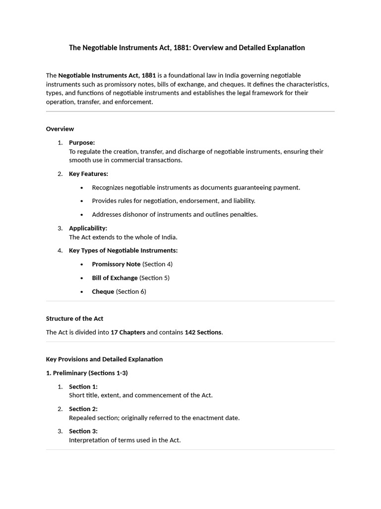 The Negotiable Instruments Act Pdf Negotiable Instrument Cheque