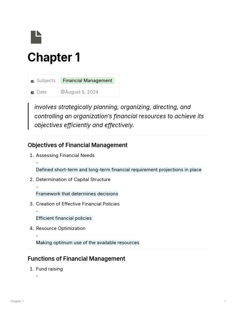 FM Chapter 1 Reviewer | PDF | Forecasting | Capital Structure