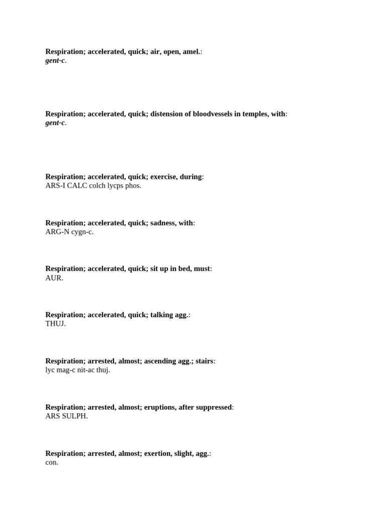 Resp Important Homeopathic Rubrics | PDF