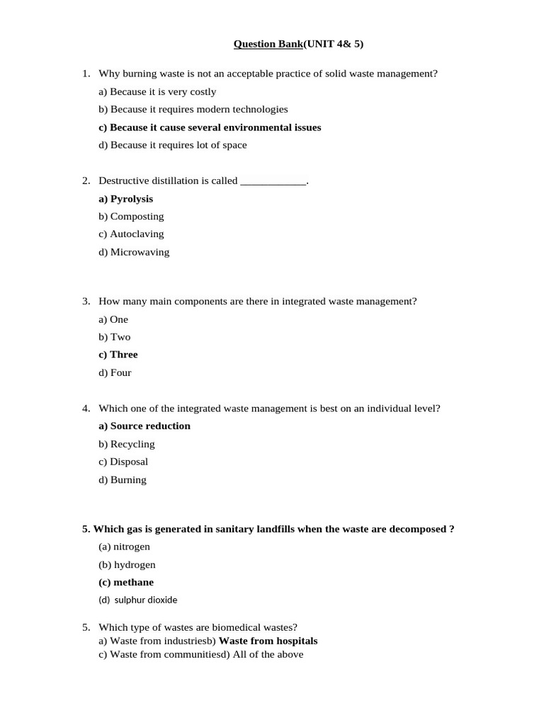 21CYM101T-EVS Module-4&5 (MCQS) | PDF | Waste Management | Waste