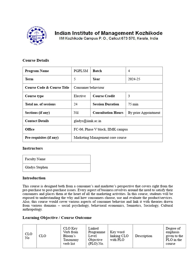 Course Details | PDF | Learning | Behavior