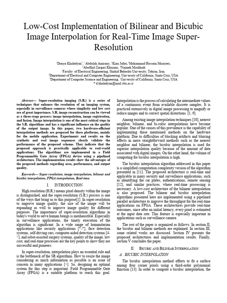 Low-Cost Implementation of Bilinear and Bicubic Image Interpolation For Real-Time Image Super ...