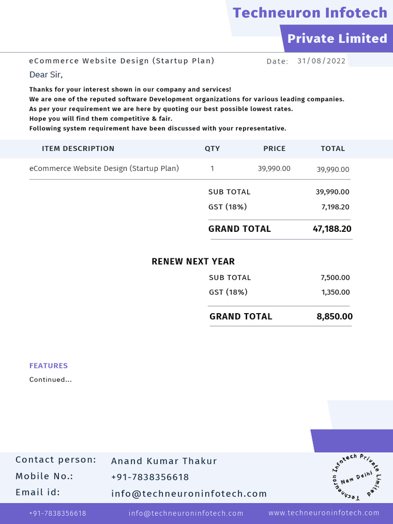 Ecommerce Website (Techneuron Infotech Pvt. LTD.) | PDF | E Commerce | Computing