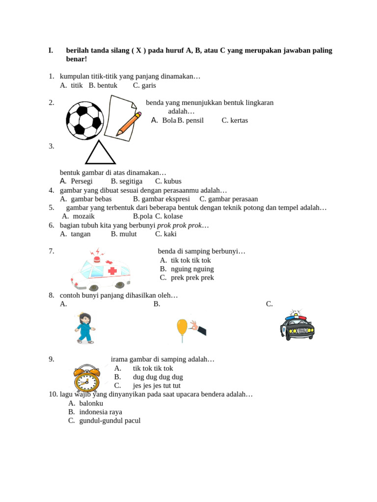 Soal Seni Rupa Kelas 1 | PDF