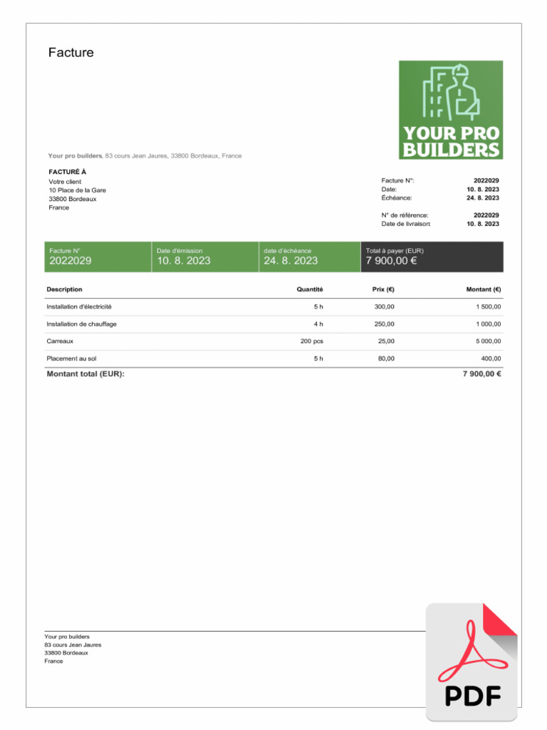 Telechargez Un Modele de Facture PDF Gratuit | PDF