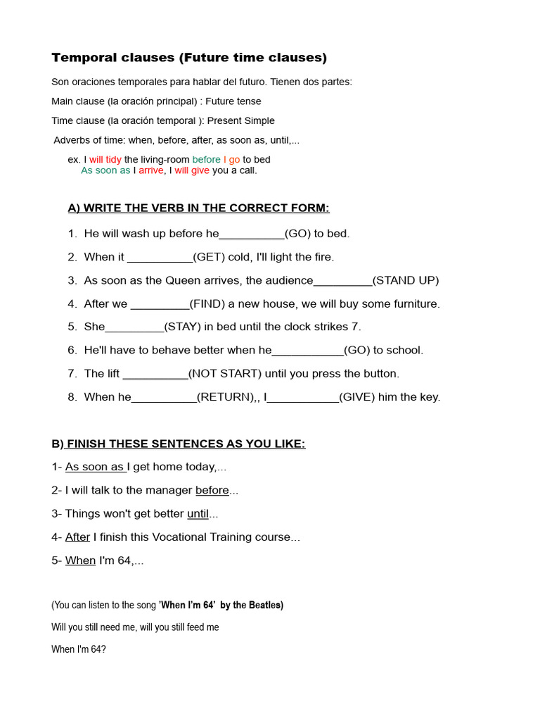 Future Time Clauses | PDF
