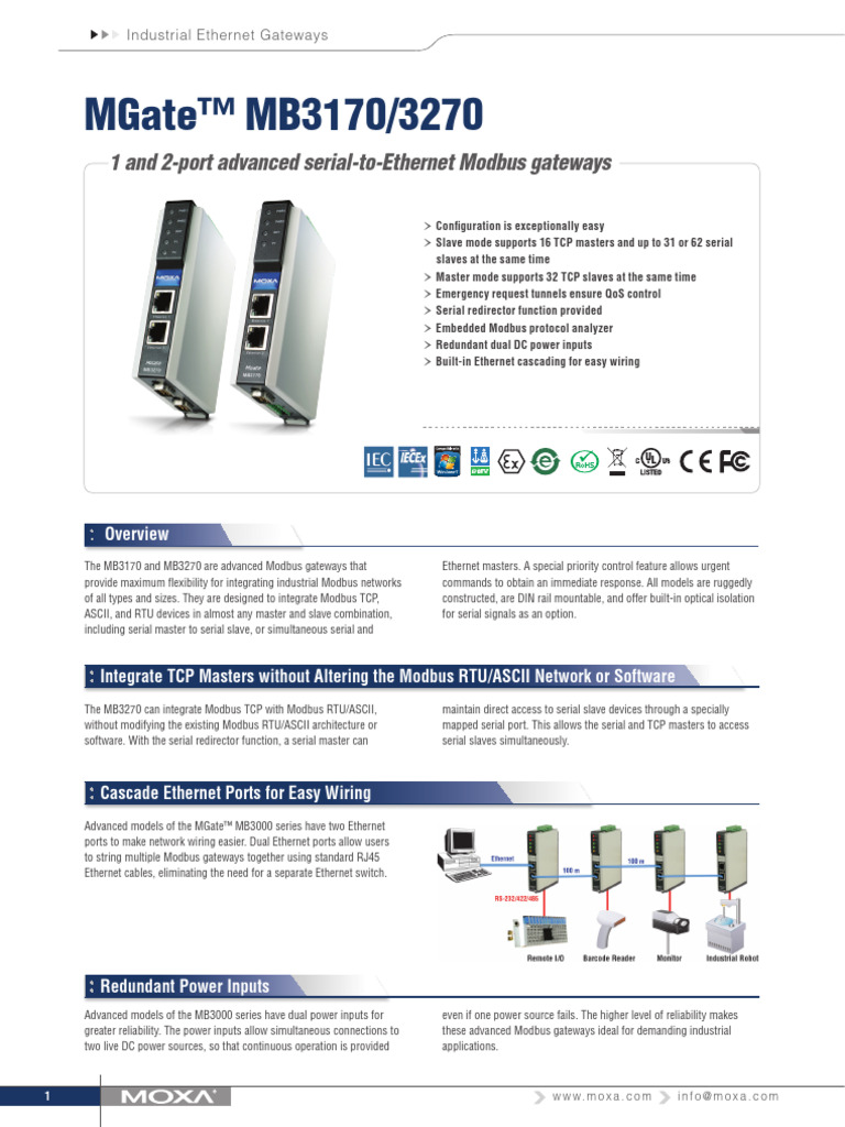 3.6. - MGate - MB3170 - 3270 - Data - Sheet | PDF | Internet Protocols ...