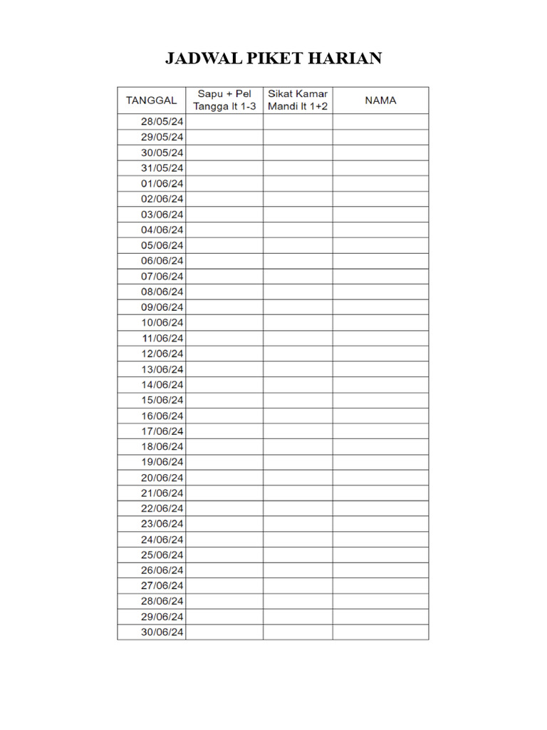 Jadwal Piket Harian Terbaru | PDF