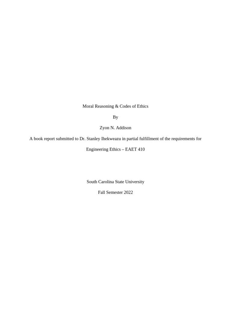 Chapter 2 Ethics Report Zyon Addison | PDF | Morality | Engineer