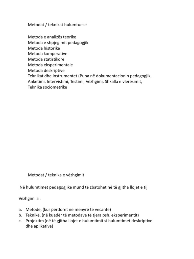 Metodat e Hulumtimit | PDF