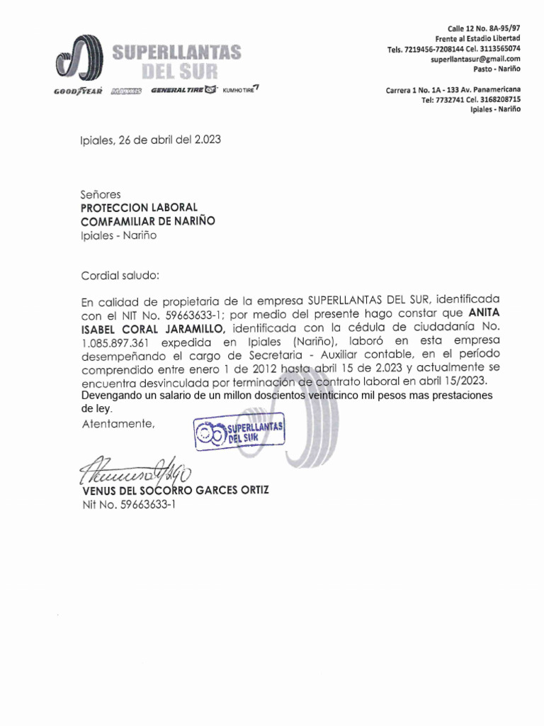 Carta Comfamiliar | PDF