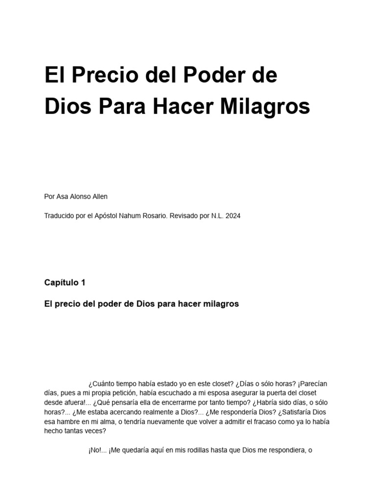 El Precio Del Poder de Dios para Hacer Milagros | PDF | Jesús | Cristo (título)