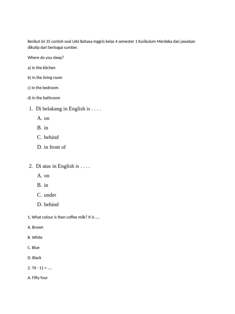 SAS Bahasa Inggris 4 | PDF