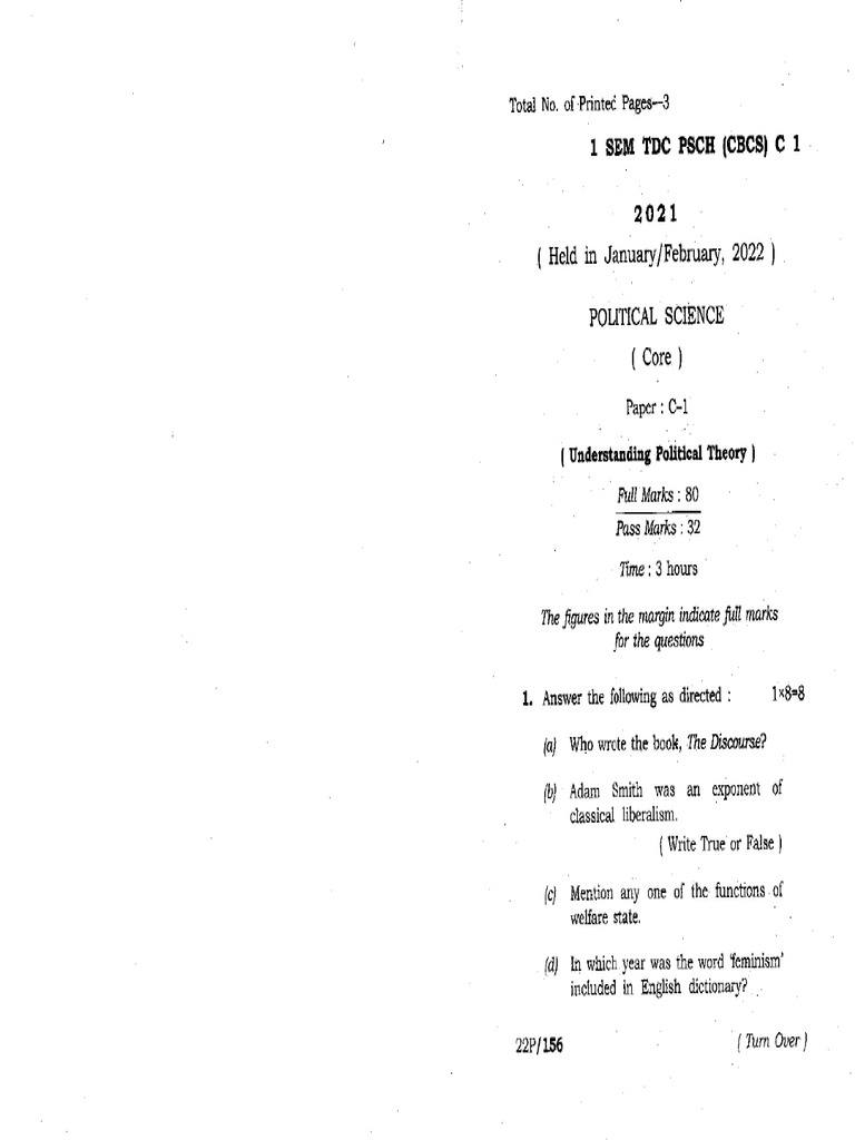 2021 1st Sem CBCS Arts Core | PDF