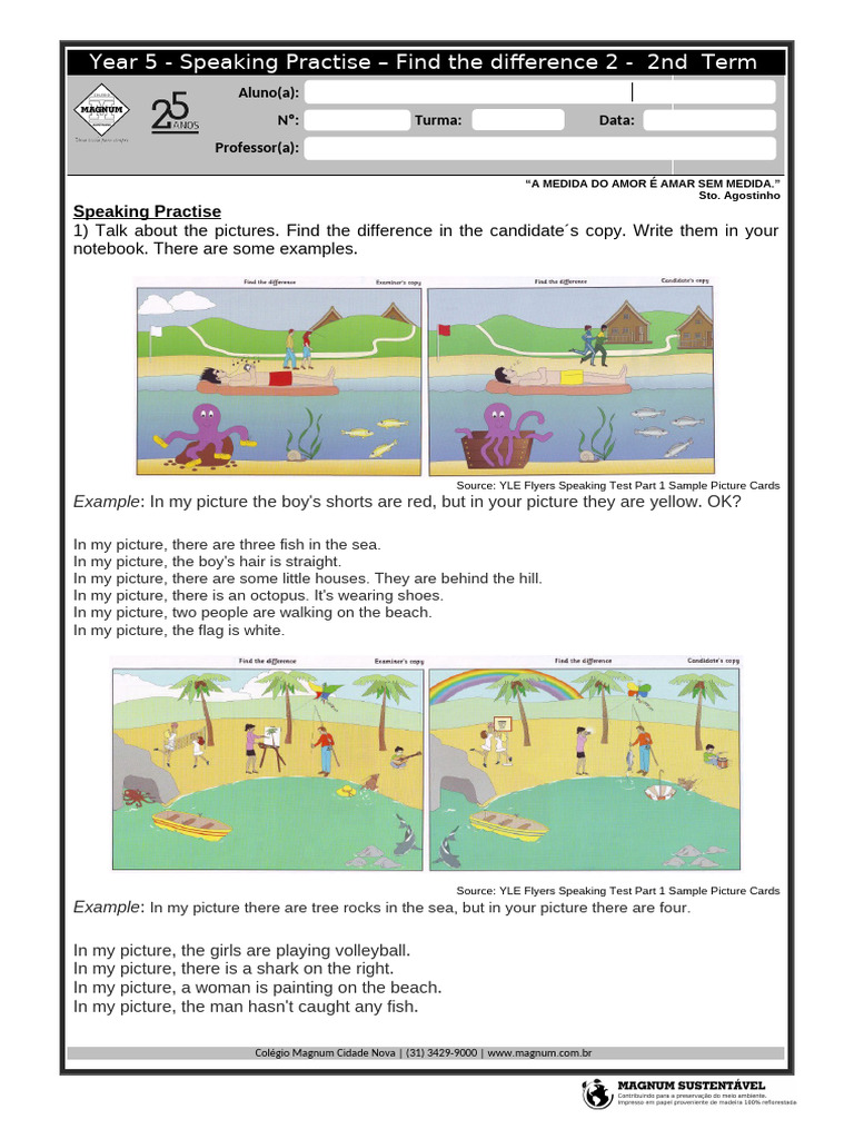 Year 5 Speaking Practice: Spot Differences | PDF