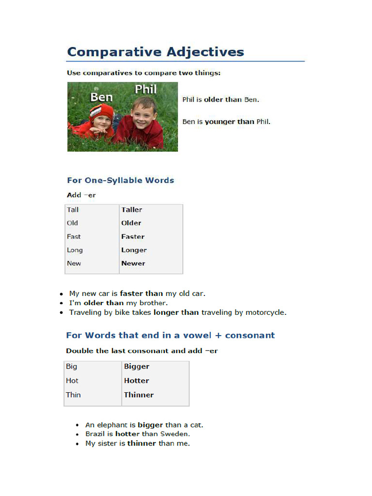 01) Comparative Adjectives | PDF