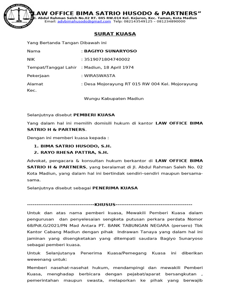 Surat Kuasa BTN | PDF