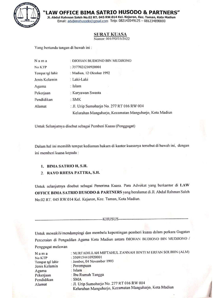 Surat Kuasa Khusus | PDF