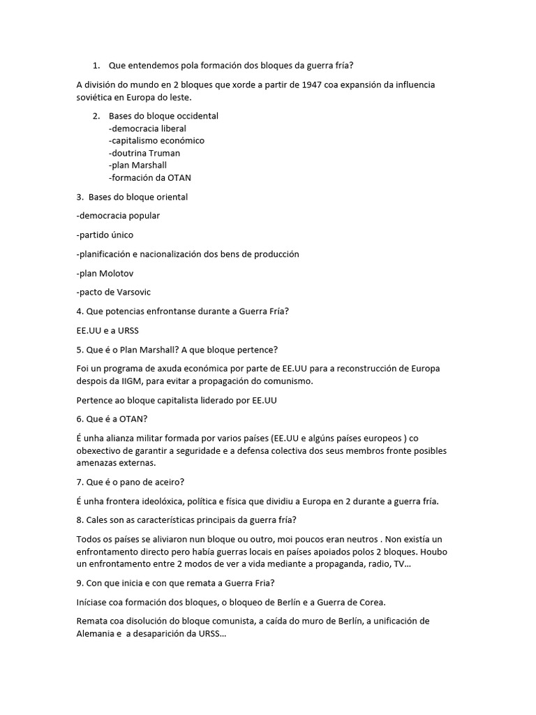 Preguntas Cortas Historia | PDF