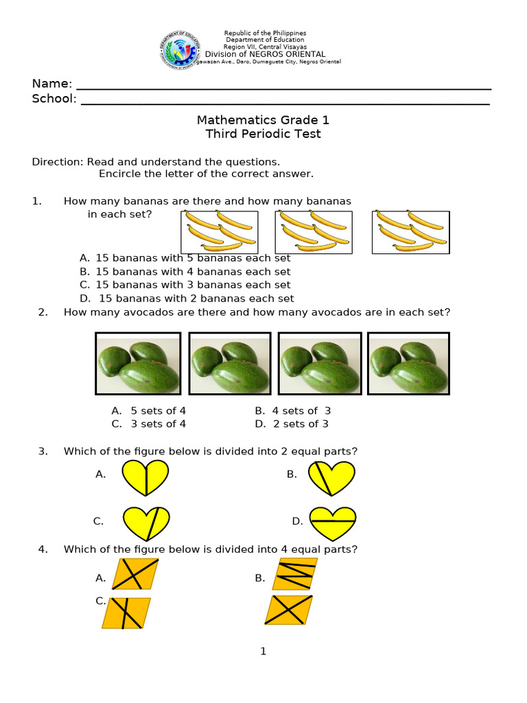 Math1 - 3rd Quarter Assessment English - NEW | PDF | Elementary ...