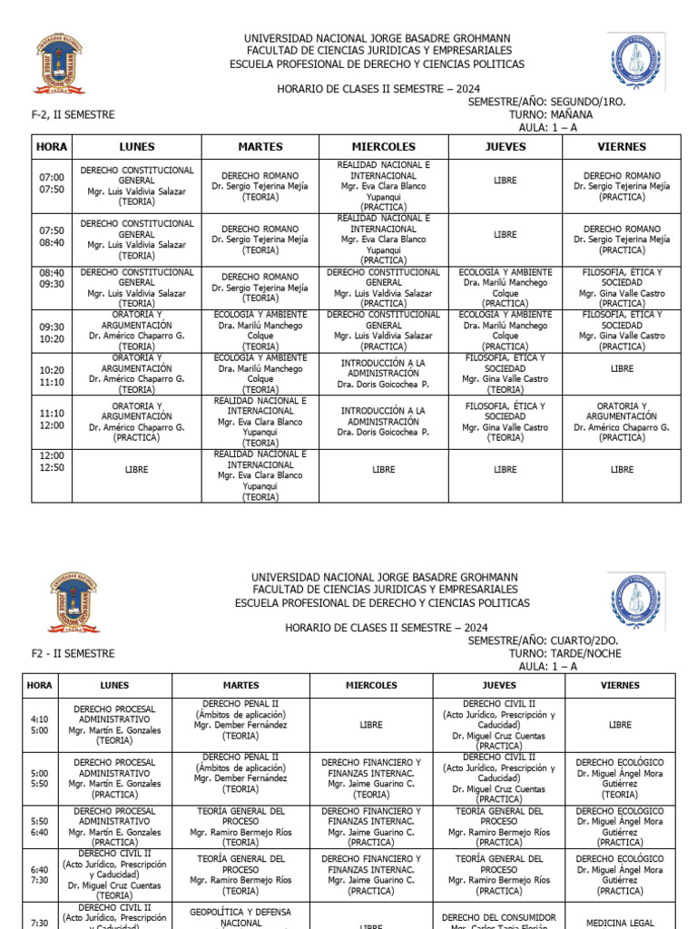 Horario de Clases Ii Semestre-2024-Final | PDF | Justicia | Crimen y violencia