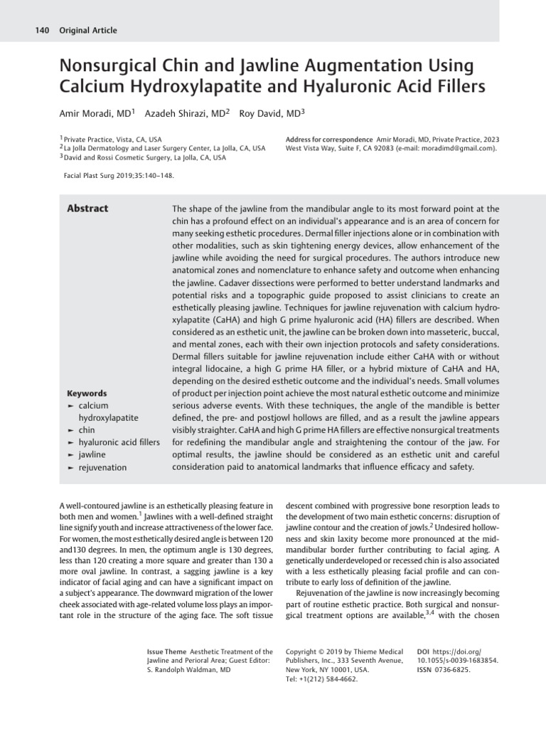 MORADI - Nonsurgical Chin and Jawline Augmentation Using Calcium Hydroxylapatite and Hyaluronic ...